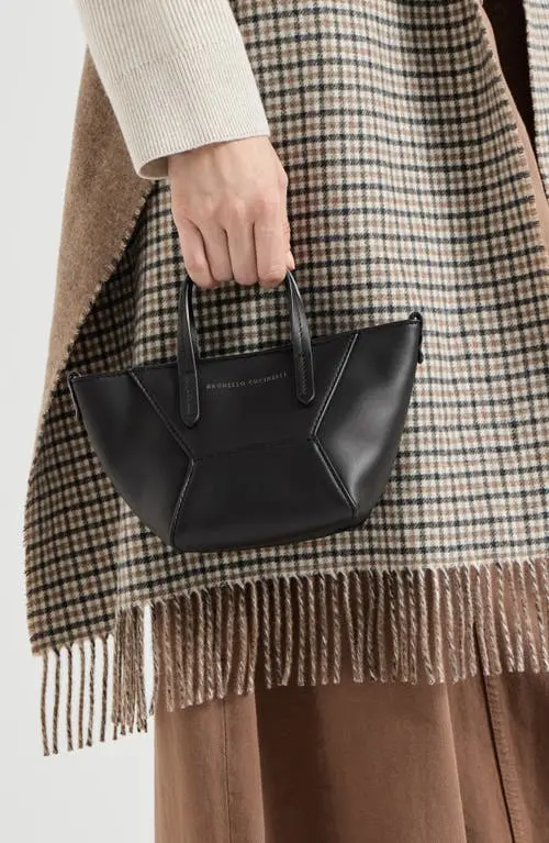 Brunello Cucinelli Mini Bag In Calfskin With Monili - Black