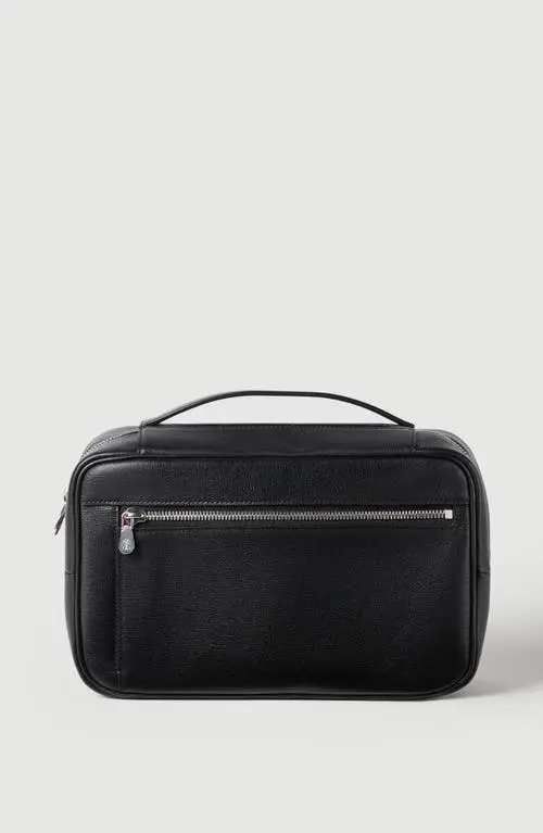 Brunello Cucinelli Grained Leather Travel Beauty Case - Black