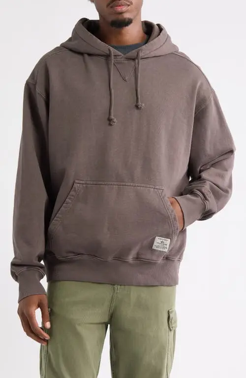Alpha Industries Essential Cotton Hoodie With Drawstring Hood And Kangaroo Pocket - Hickory