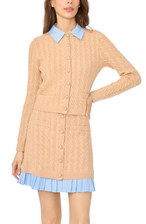 CECE DUPRAZ Pleated Hem Cable Knit Miniskirt