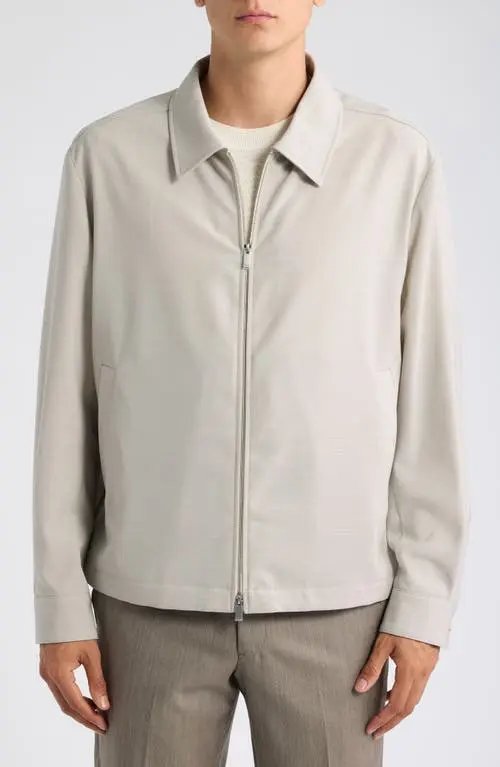 BOSS Virgin Wool Zip Jacket - Light Beige