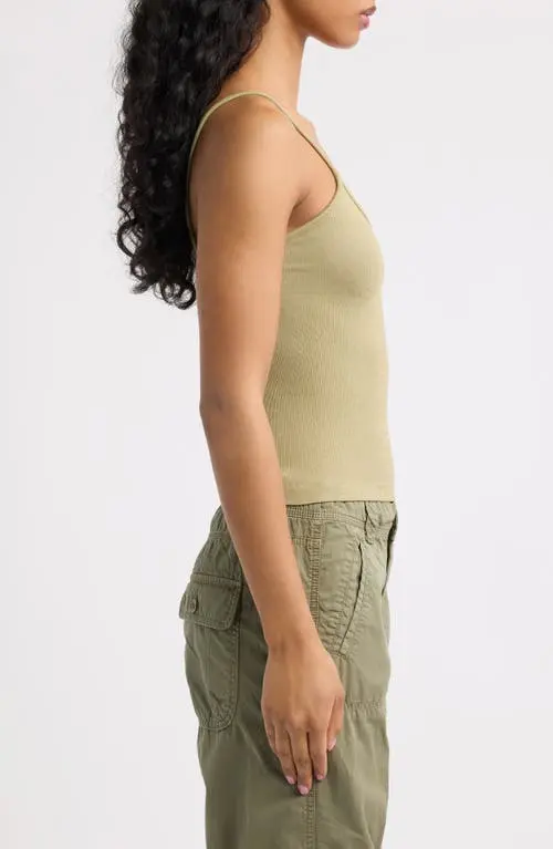 BDG URBAN OUTFITTERS Molly Glitter Cami With Spaghetti Straps And Scoop Neck - Khaki