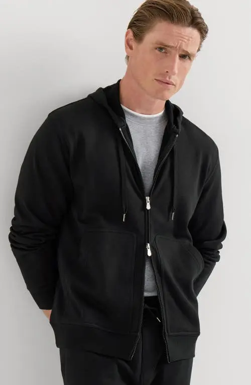 Brunello Cucinelli Techno Cotton French Terry Hooded Sweatshirt - Black
