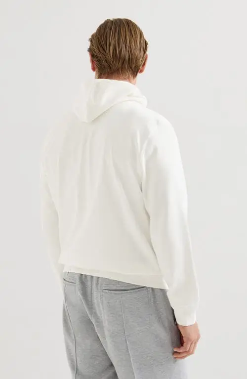 Brunello Cucinelli Techno Cotton French Terry Hooded Sweatshirt - Off-white