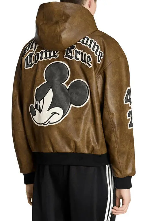 Adidas Disney Hooded Faux Leather Jacket