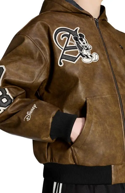 Adidas Disney Hooded Faux Leather Jacket