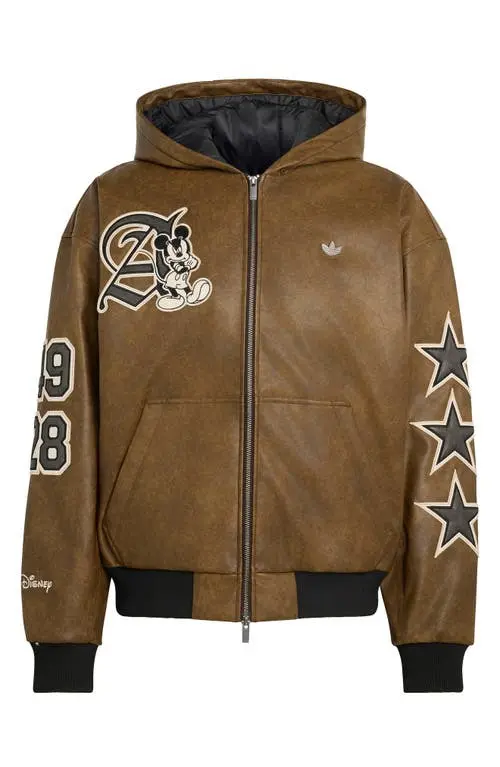 Adidas Disney Hooded Faux Leather Jacket