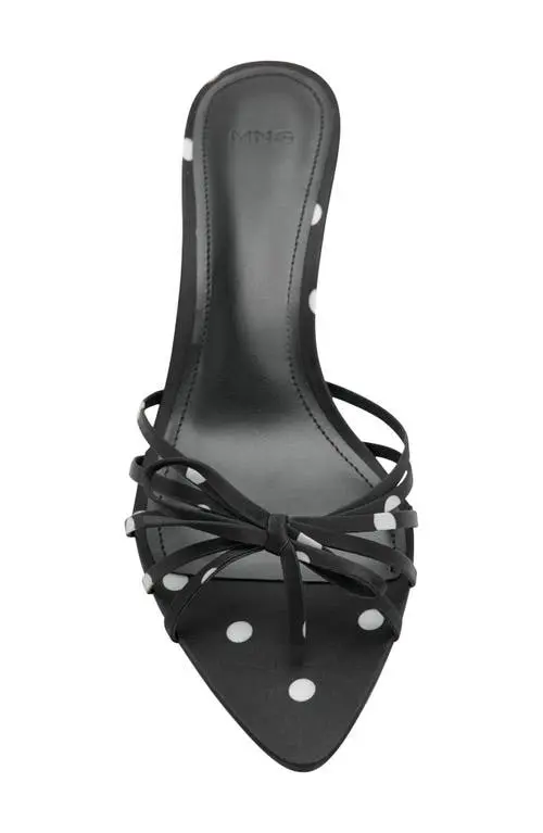 Mango Polka Dot Bow Kitten Heel Sandal