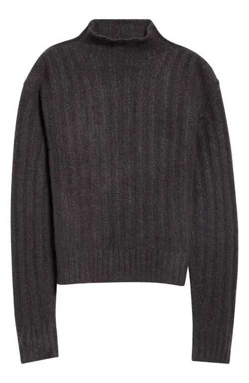 Rick Owens Ribbed Cashmere & Silk Funnel Neck Sweater - Dark Dust