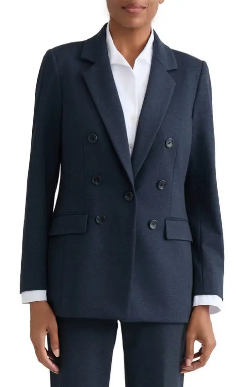 Jones New York One-button Notch Lapel Blazer - Pacific Navy Multi