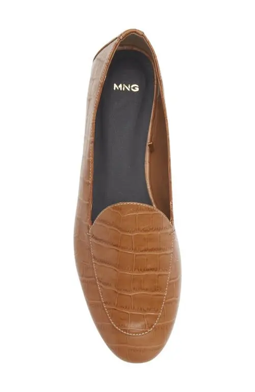 Mango Croc Embossed Leather Loafer