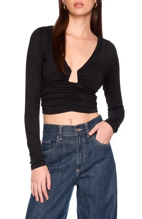 Susana Monaco Gathered Long Sleeve Top - Black