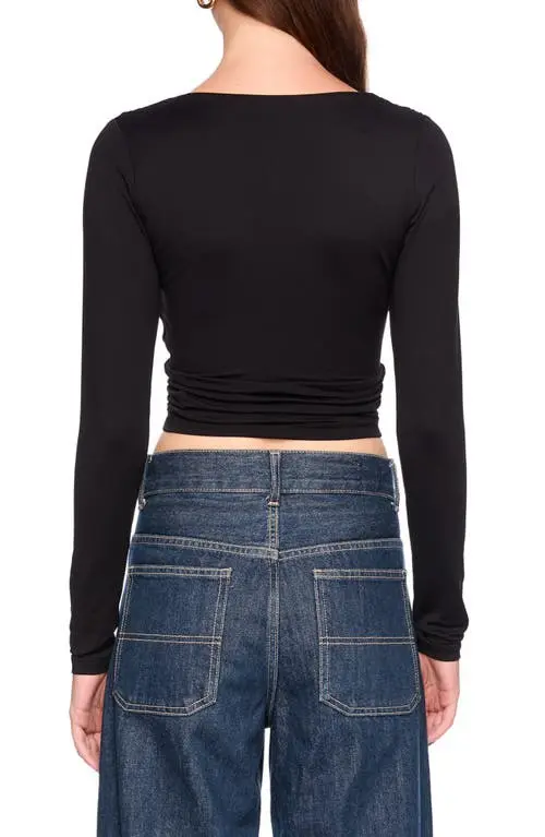 Susana Monaco Gathered Long Sleeve Top - Black