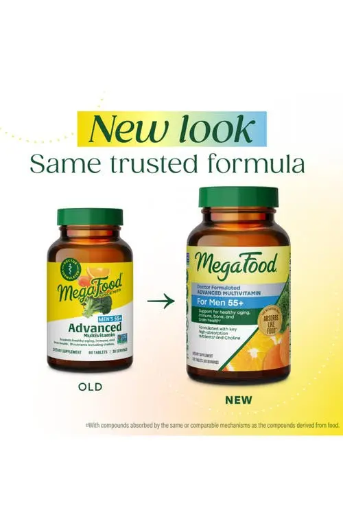 MEGAFOOD Advanced Multivitamin For 55+, Doctor Formulated, Vegetarian