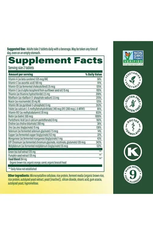 MEGAFOOD Advanced Multivitamin For 55+, Doctor Formulated, Vegetarian