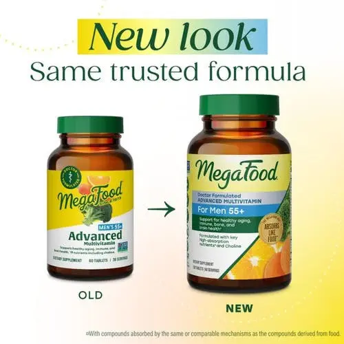 MEGAFOOD Advanced Multivitamin For 55+, Doctor Formulated, Vegetarian