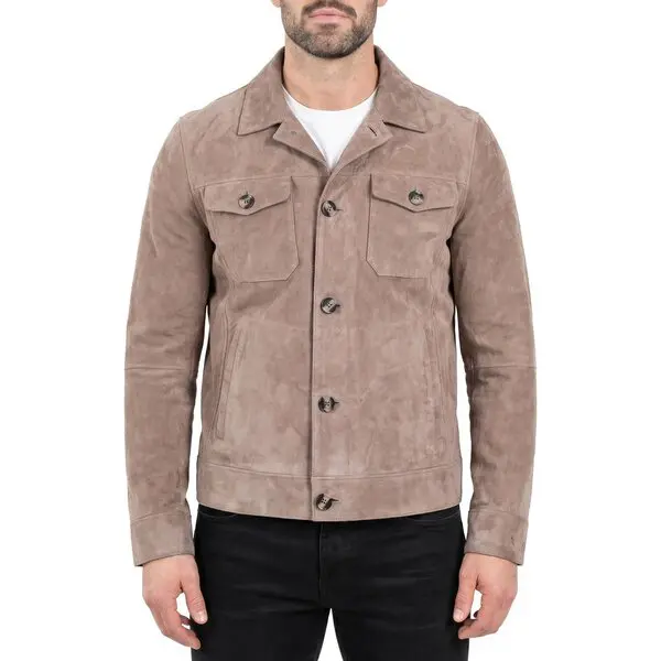 MACEOO Suede Leather Jacket - Pink