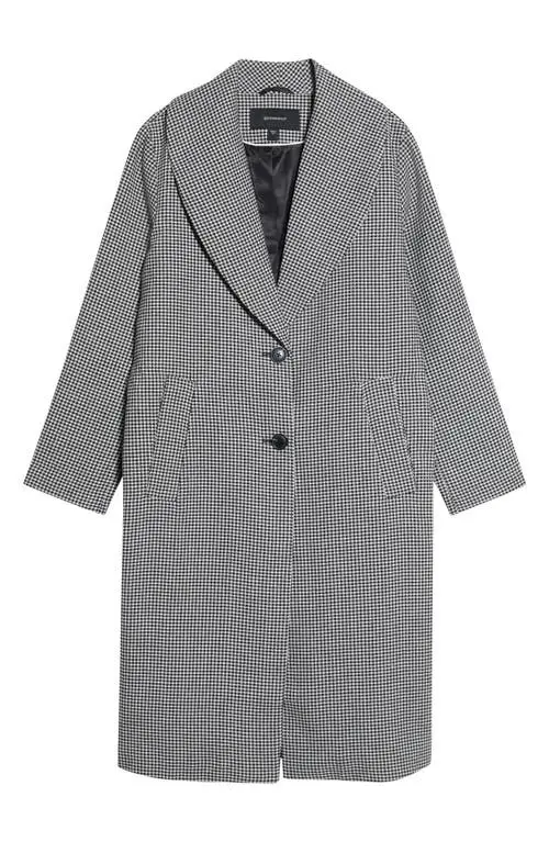 Bernardo Plaid Long Coat - Black