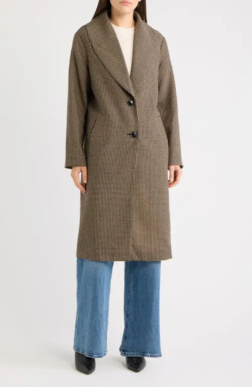 Bernardo Plaid Long Coat - Tan/black