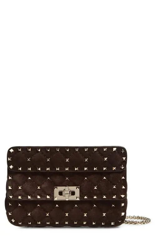Valentino Garavani Small Rockstud Spike Leather Shoulder Bag - Brown