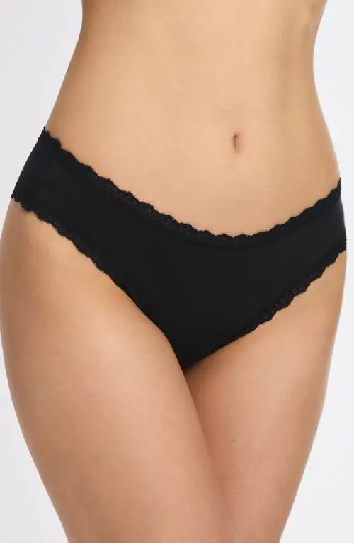 SAVAGE X FENTY Cotton Essentials Lace-trim Briefs - Black Caviar