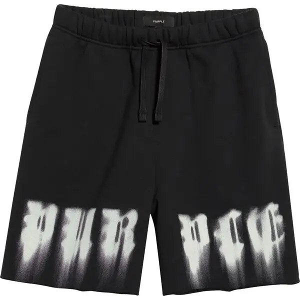 PURPLE BRAND Cotton Fleece Sweat Shorts - Black
