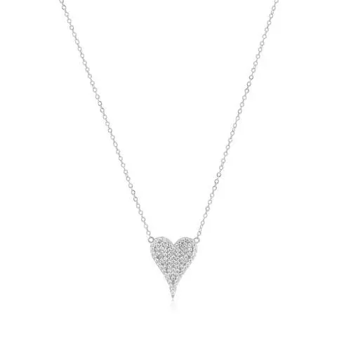 THE LOVERY FINE JEWELRY Large Pave Heart Necklace - Sterling Silver