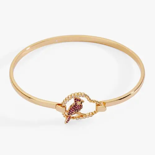 ALEX AND ANI Cardinal Charm Bangle Bracelet With Ruby And Crystal Accents - Gold