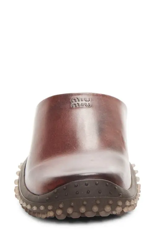 Miu Miu Leather Trail Mule - Caffe