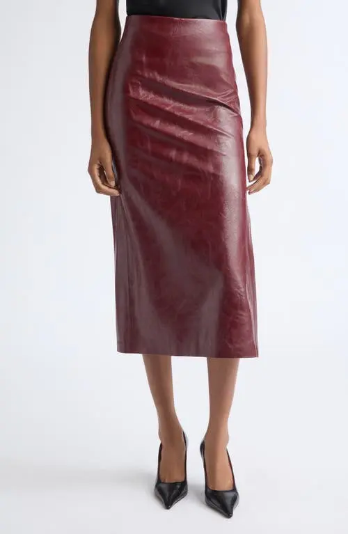 Alice + Olivia Faux Leather Midi Skirt - Cognac