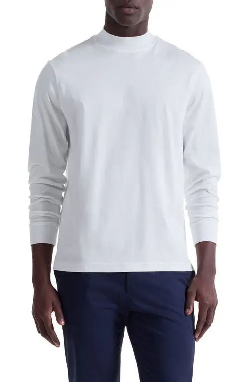 Bugatchi Mock Neck Pima Cotton Sweater - Chalk