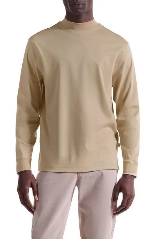 Bugatchi Mock Neck Pima Cotton Sweater - Sand