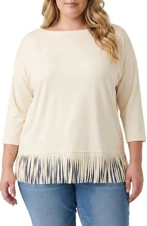 Karen Kane Fringe Hem Boatneck Top - Cream