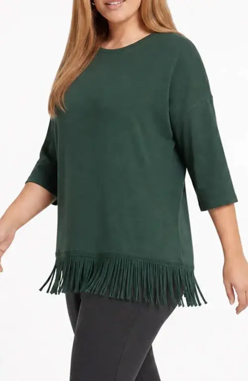 Karen Kane Fringe Hem Boatneck Top - Spruce