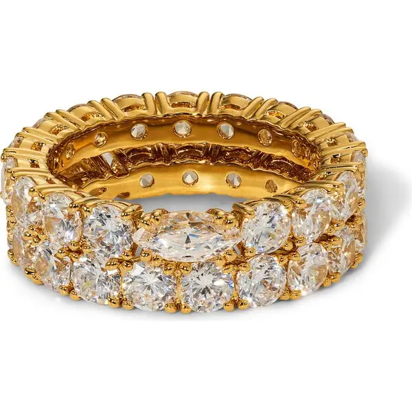 Nadri Twinnie Double Band Stack Ring - Gold