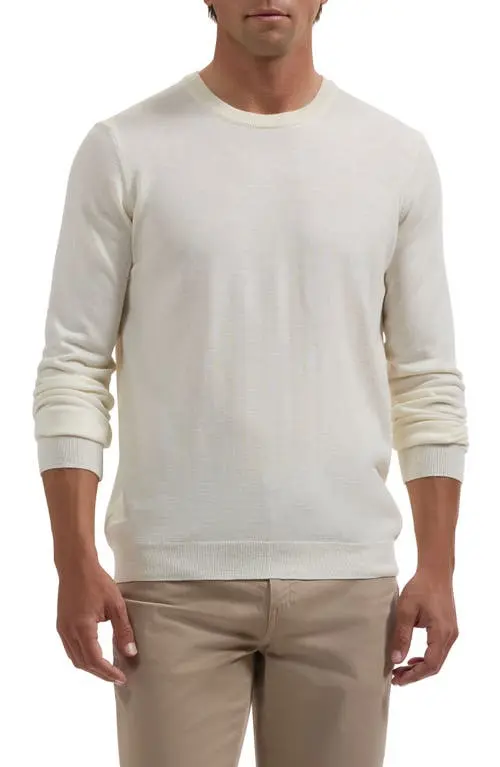 Bugatchi William Merino Wool Crewneck Sweater - Chalk
