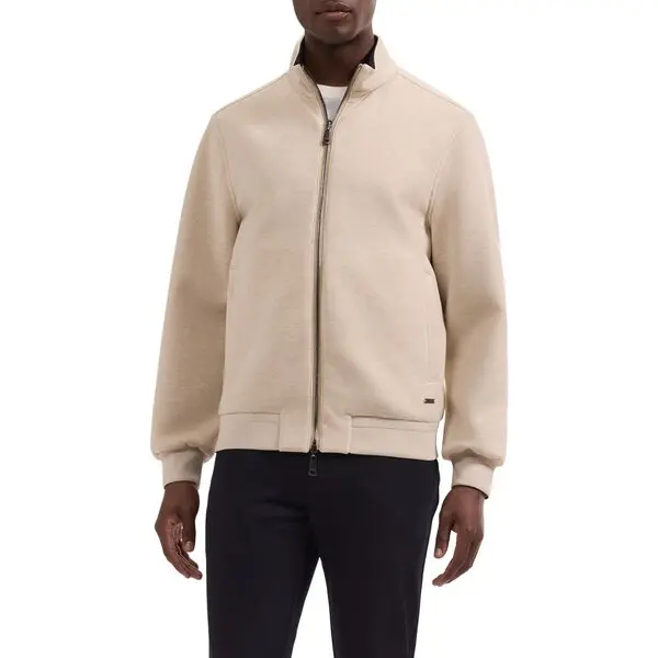 Bugatchi Mock Neck Reversible Jacket - Sand