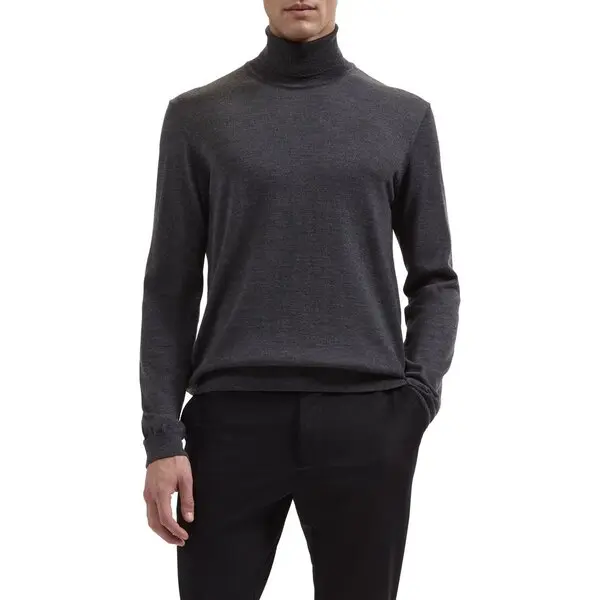 Bugatchi George Extrafine Merino Wool Turtleneck Sweater - Anthracite