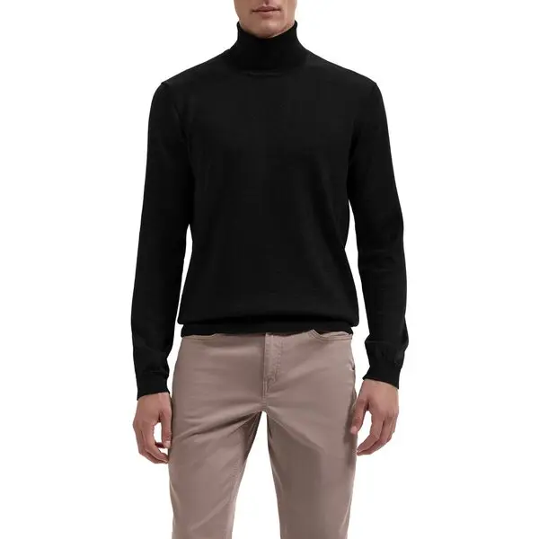 Bugatchi George Extrafine Merino Wool Turtleneck Sweater - Black