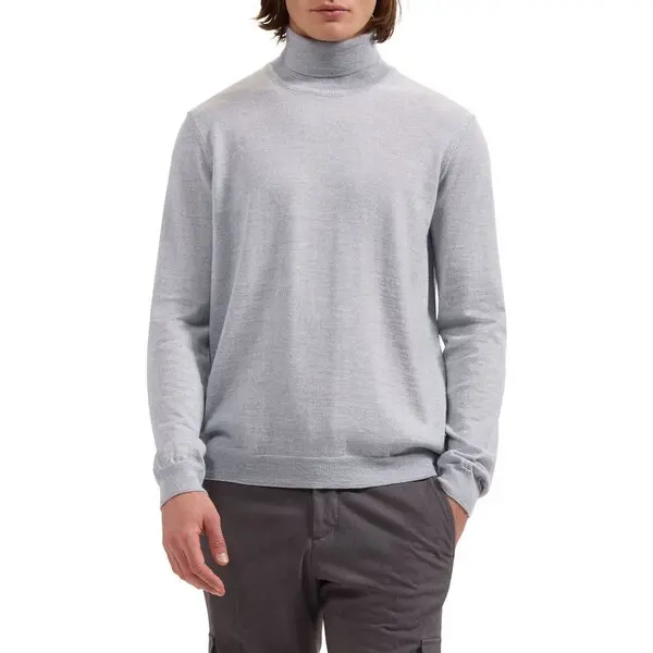 Bugatchi George Extrafine Merino Wool Turtleneck Sweater - Platinum