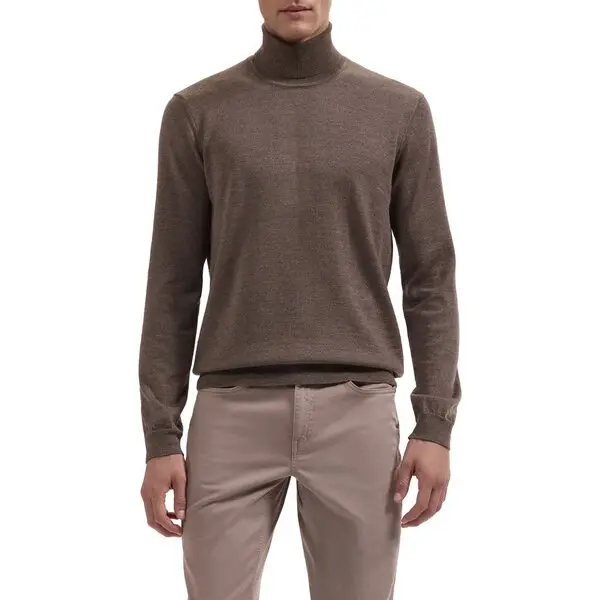 Bugatchi George Extrafine Merino Wool Turtleneck Sweater - Walnut