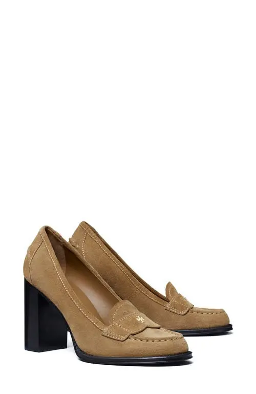 Tory Burch Vintage Heeled Loafers With Logo Medallion - Toffee
