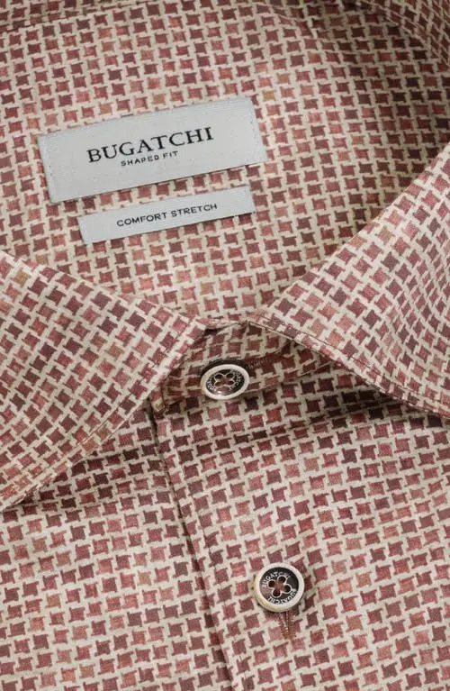 Bugatchi Alvin Shaped Geometric Cotton Blend Shirt
