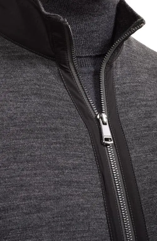 Bugatchi Full Zip Mock Neck Hoodie