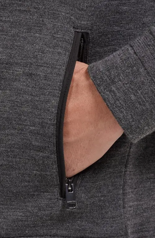 Bugatchi Full Zip Mock Neck Hoodie - Anthracite