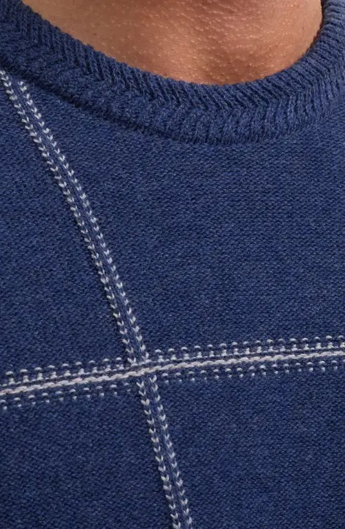 Bugatchi Grid Crewneck Wool & Cotton Sweater
