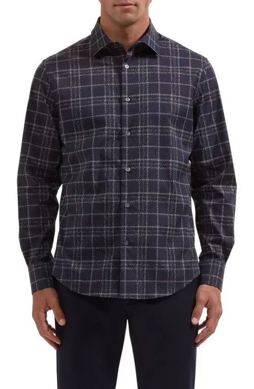 Bugatchi Julian Shaped Fit Plaid Stretch Button-up Shirt