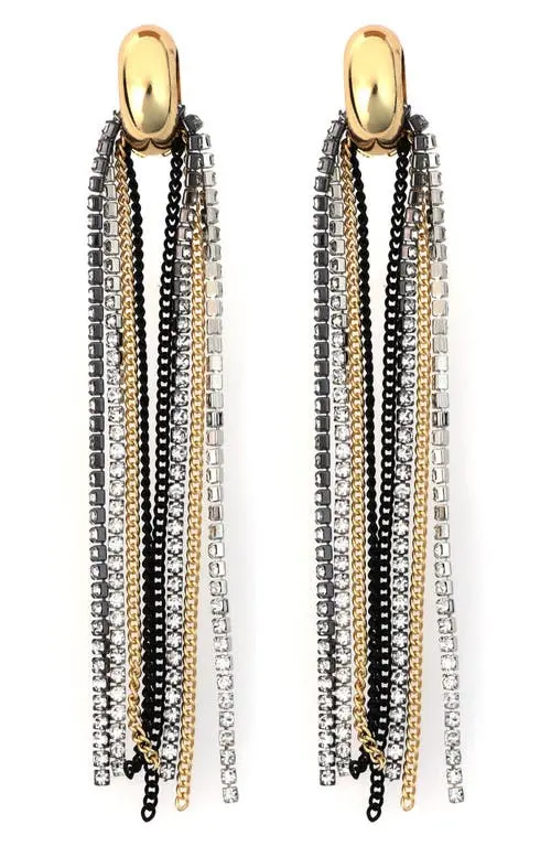 PANACEA Crystal Fringe Drop Earrings - Black