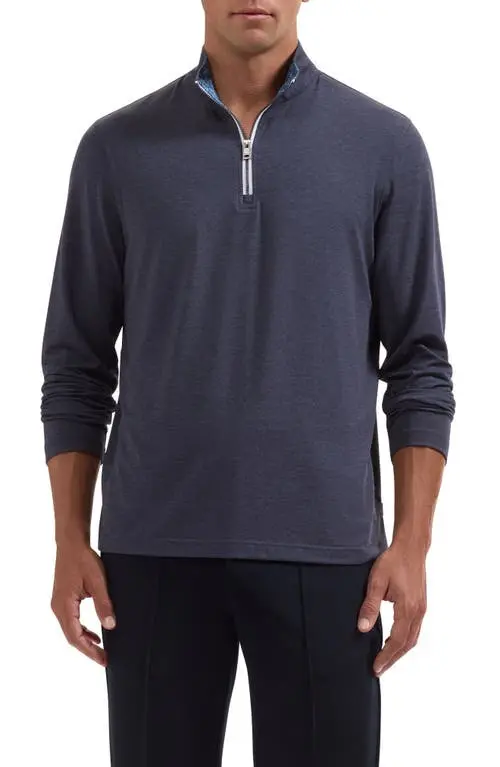 Bugatchi Performance Quarter Zip Pullover - Navy