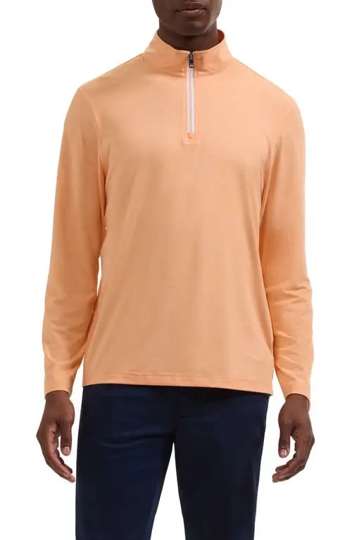 Bugatchi Performance Quarter Zip Pullover - Peach